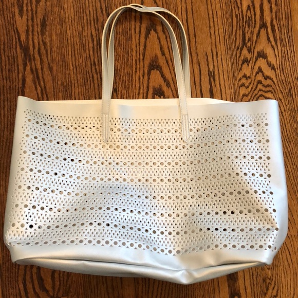 Saks Fifth Avenue | Bags | Saks Metallic Silver Tote Bag | Poshmark
